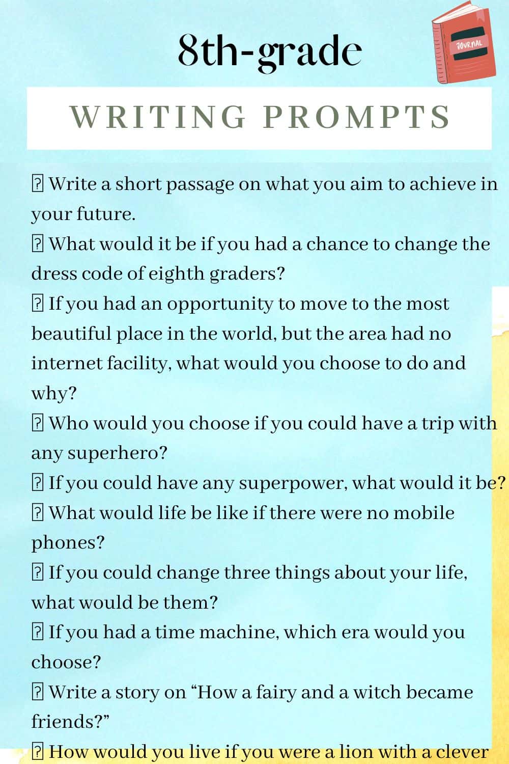 50+ 8th-grade writing prompts : Creative & Persuasive - Kids and Clicks