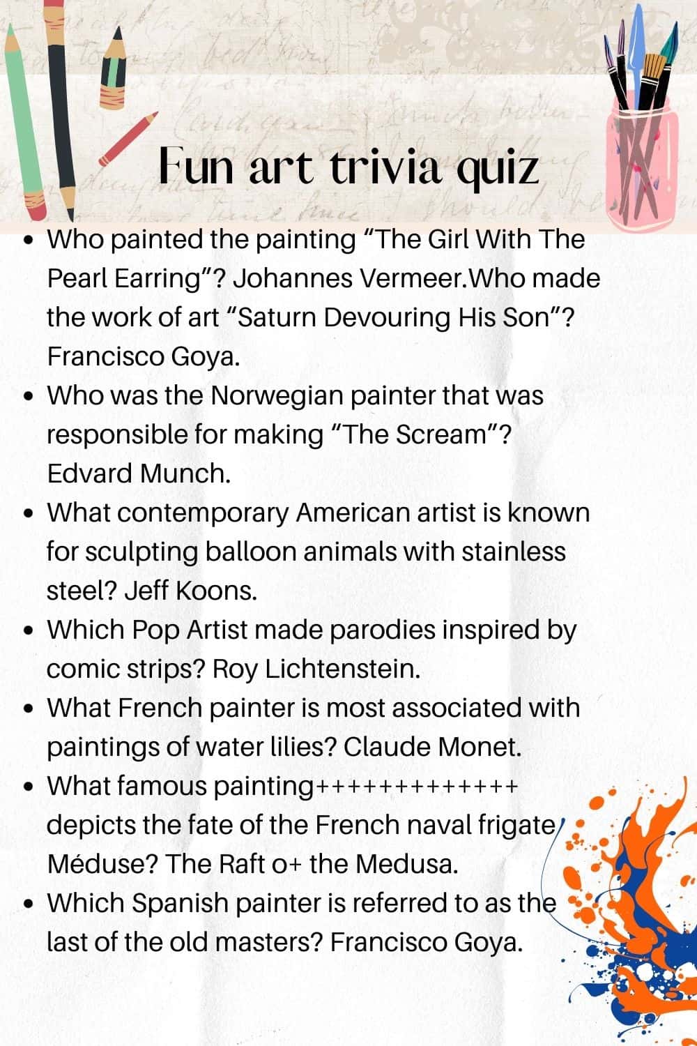 30+ Best Art trivia quiz for kids and adults - Kids and Clicks