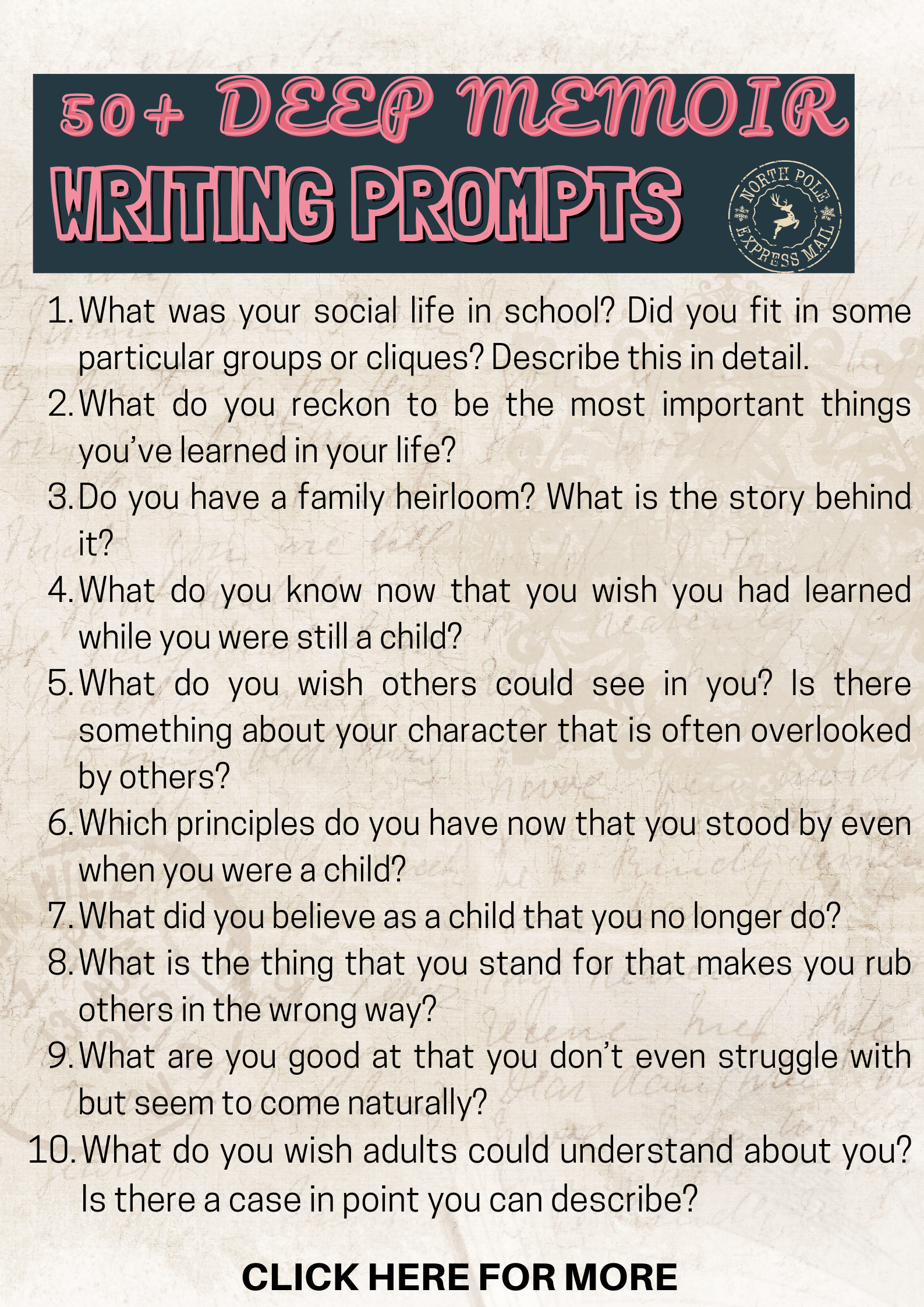 50+ deep and thoughtful memoir writing prompts - Kids and Clicks